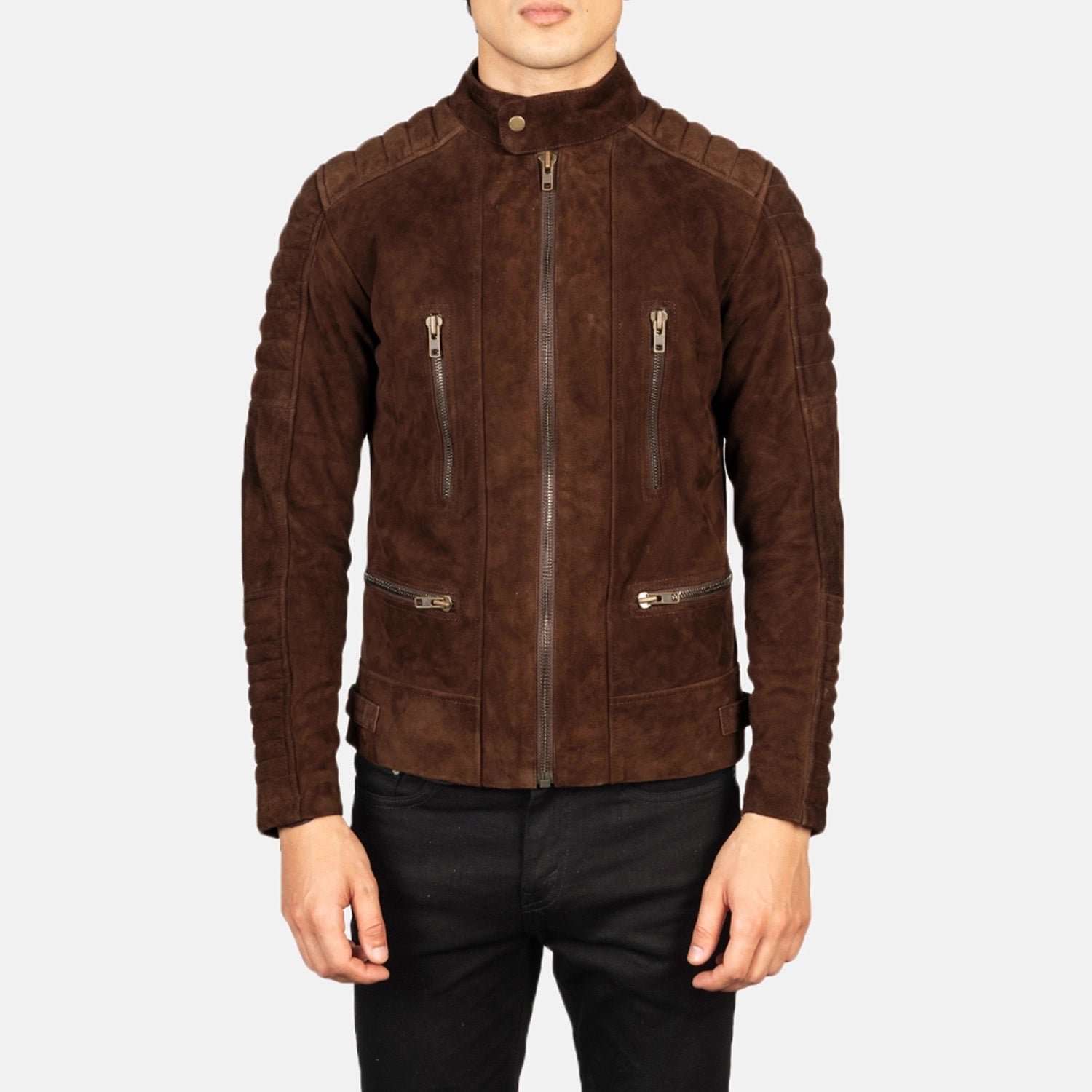 Damian Mocha Suede Biker Jacket for Men | Endless Stylish