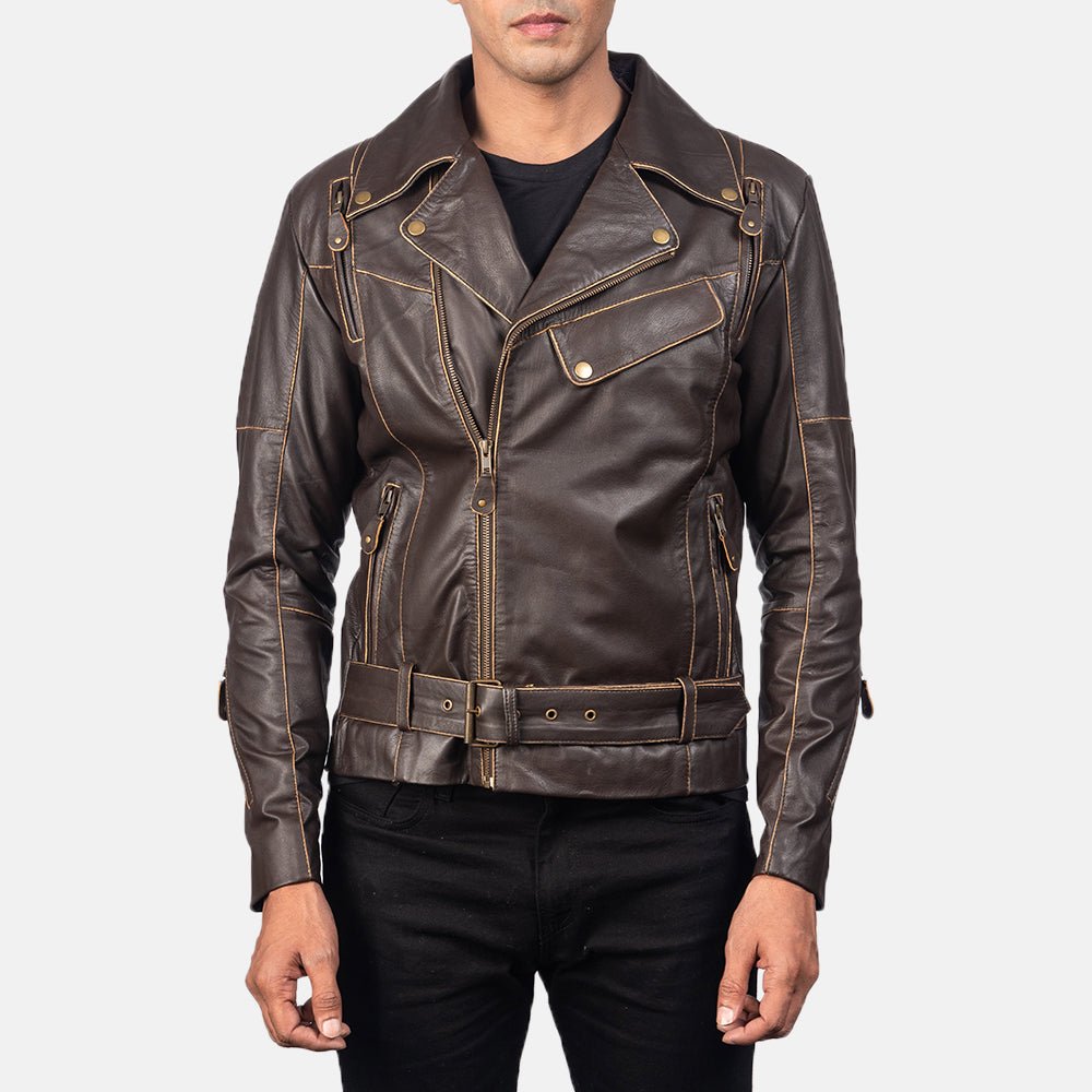 Vincent Brown Leather Biker Jacket | Rugged & Timeless Style