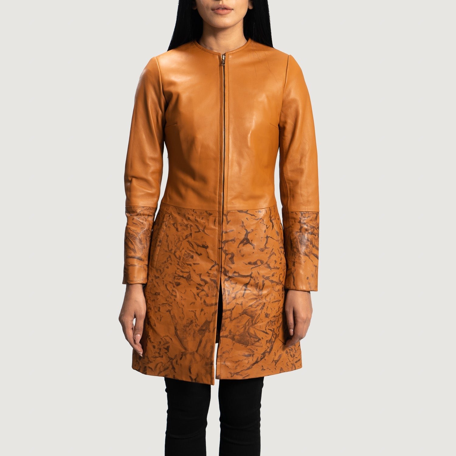 Sandy Tan Dye Leather Coat – Premium Sheepskin Style